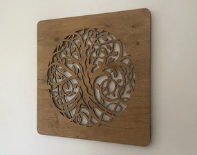 Li-Go "Strom života" světelný obraz 230V 62x62 cm provedení povrchu: dub světlý
