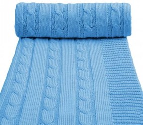 T-tomi Dětská pletená deka copankový vzor Blue