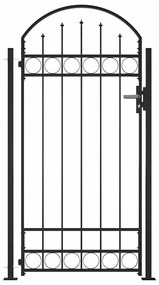 Plotová branka ASSEN s klenutým vrcholem a 2 sloupky 105 x 170 cm černá 145751