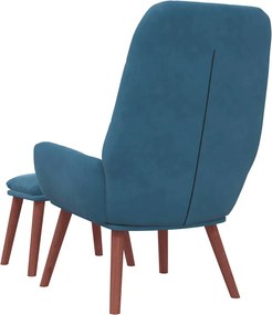 Relaxační křeslo s podnožkou modré samet 3315148