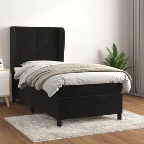 vidaXL Box spring postel s matrací 90x190 cm samet [3129185] Barva: Černá