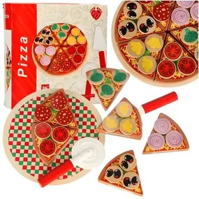 KIK Dřevěná pizza s příslušenstvím / Hra na vaření / 27 dílků / dřevo