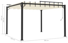 Marketos Altán s lamelovou střechou 3 x 3 m krémová tkanina a hliník