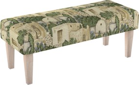 Dlouhá lavička 100x40cm barva béžová látka pletený vzor, vzorované