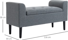 HOMCOM Lavice s úložným prostorem, čalouněná lavice se vzhledem lnu, dřevěné nohy, lavice na spaní s nosností do 130 kg, do obývacího pokoje ložnice …