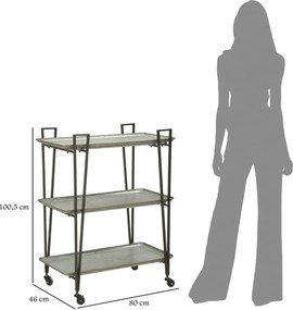 Železný vozík s 3 policemi Mauro Ferretti Industry