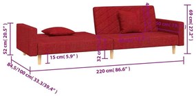 Petromila 2místná rozkládací pohovka se 2 polštáři vínová textil