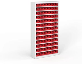Regál s plastovými boxy BASIC se zadní stěnou - 1800 x 400 x 920 mm, 24xA,24xB,12xC