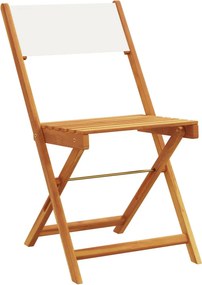 5dílný zahradní jídelní set krémově bílý textil a masivní dřevo 3281784