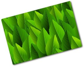 Wallmuralia Deska na krájení skleněná Zelené listí 80x52 cm
