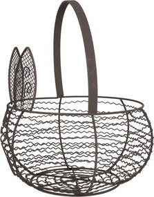 Hnědý drátěný dekorační košík králík Bunny - Ø 20*12 cm