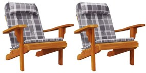 Podušky na židli Adirondack 2 ks šedé kárované oxfordská látka - Default Title