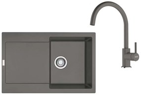Franke - Kuchyňský set G276ŠK, fragranitový dřez MRG 611 a baterie FC 6018.084, šedý kámen 114.0700.796
