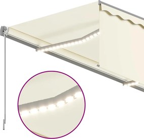 Ručně zatahovací markýza s roletou a LED 4 x 3 m krémová 3069422