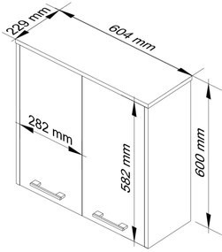 Skříňka do koupelny FIN 60 cm dub sonoma/bílá