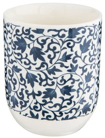 Porcelánový kalíšek na čaj s okrasnými modrými lístky – 100 ml