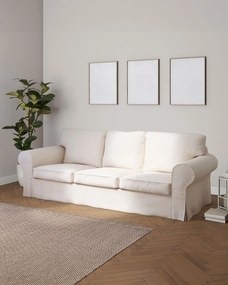 Potah na pohovku IKEA  Ektorp 3-místná, rozkládací STARÝ MODEL PIXBO barva béžová látka pletený vzor