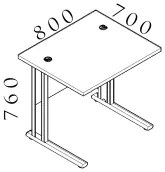 NABYTEK-DESIGNOVY.CZ - BPR08 07 - Kancelářský stůl Komfort, kovová podnož, 80x70x76cm, kaštan/šedá