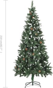 Umělý vánoční stromek se šiškami a bílými třpytkami 210 cm 284319