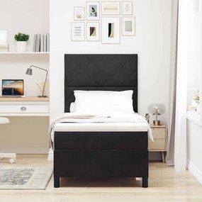 Postel s boxspringem s čelo Černý 90 x 200 cm samet 3339874