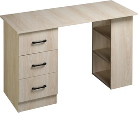 HOMCOM Stůl s úložným prostorem, Počítačový stůl 120 x 50 cm, Počítačový stůl se policemi a zásuvkami, pro malé prostory, Ložnice, Přírodní dřevo | Ao