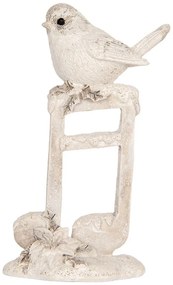 Béžová antik dekorace ptáček na notě - 8*4*13 cm