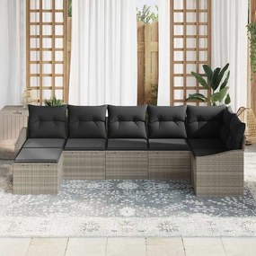 Set pohovek 7 ks Světle šedá polyratan 3346812