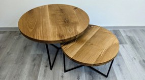 Konferenční stolky z dubového masivu TWObro set v industriálním designu