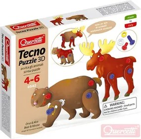QUERCETTI Stavebnice Tecno Medvěd a los / 3D puzzle / 26 dílků / od 4