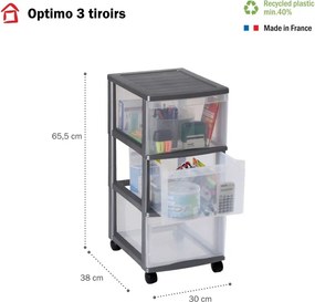 SUNDIS Úložný box se 3 zásuvkami, antracit, OFFICEMIX - MAXI