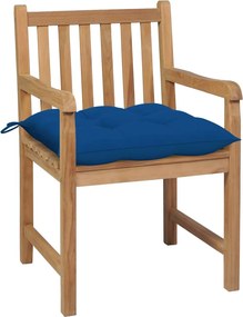 Zahradní židle 2 ks modré podušky masivní teak 3062755