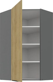 CREMONA ac | horní kuchyňská skříňka 60x60 GN-108 1F (45°) rohová s policemi | 60x60 cm | EXTRA VYSOKÁ | antracit/cremona