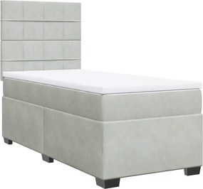 Box spring postel s matrací světle šedá 100x200 cm samet 3293134