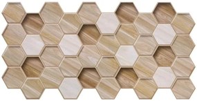 3D obkladový omyvatelný panel PVC Hexagon Dub 976x493mm