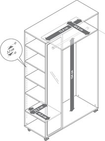 Tchibo - Mobilní šatní skříň se zrcadlem - barva: bílá