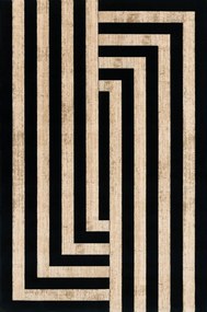 Černo-béžový vlněný koberec 170x240 cm Agnus Art Deco II – Agnella