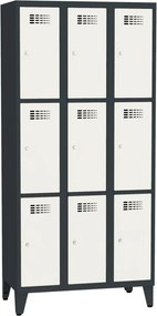 MALOW Šatní skříň dělená Sus 333 W šířka 900 mm [světle šedá, světle šedá, cylindrický zámek]