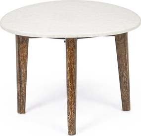 Bílý/v přírodní barvě konferenční stolek s mramorovou deskou 50x70 cm Sylvester – Bizzotto