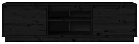 TV skříňka černá 140 x 35 x 40 cm masivní borové dřevo