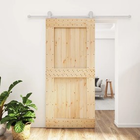 Posuvné Dveře S Kováním 95 X 210 Cm Masivní Borové Dřevo