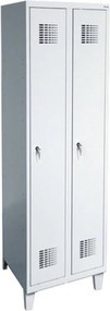 MALOW Šatní skříň kovová na nohách Sum 321 W šířka 600 mm [světle šedá, světle modrá, cylindrický zámek]