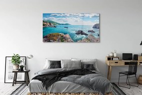 akrylový obraz Řecko Mořské hory 140x70 cm
