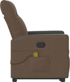 Zvedací masážní polohovací křeslo hnědé textil 3324062