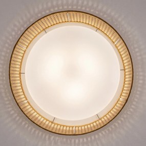 Toolight Toolight, LED stropní svítidlo plafon s ratanovým stínítkem 4000K, APP1934-C, bílá-ratan, 50 cm, OSW-66090