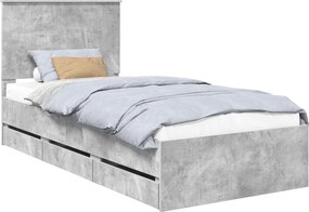 Rám postele s čelo Betonově šedá 90 x 200 cm Inženýrské dřevo 3411155