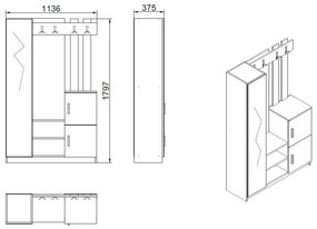 Předsíňová sestava Dano Atlanitc Pine and Anthracite