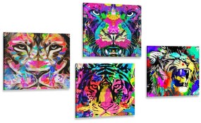 Set obrazů zvířata v pop art stylu - 4x 60x60 cm