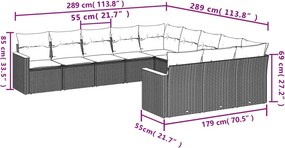 11dílná zahradní sedací souprava s poduškami šedá polyratan 3226431