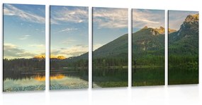 5-dílný obraz jezero při horách - 100x50