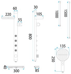 Rea Karl, LED termostatický sprchový set, grafitová, REA-P4880